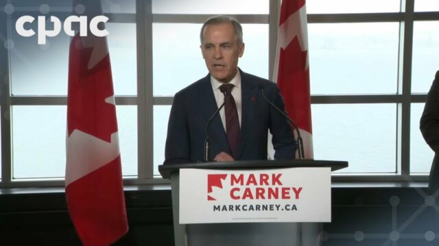 Liberal leadership candidate Mark Carney makes an announcement in ...